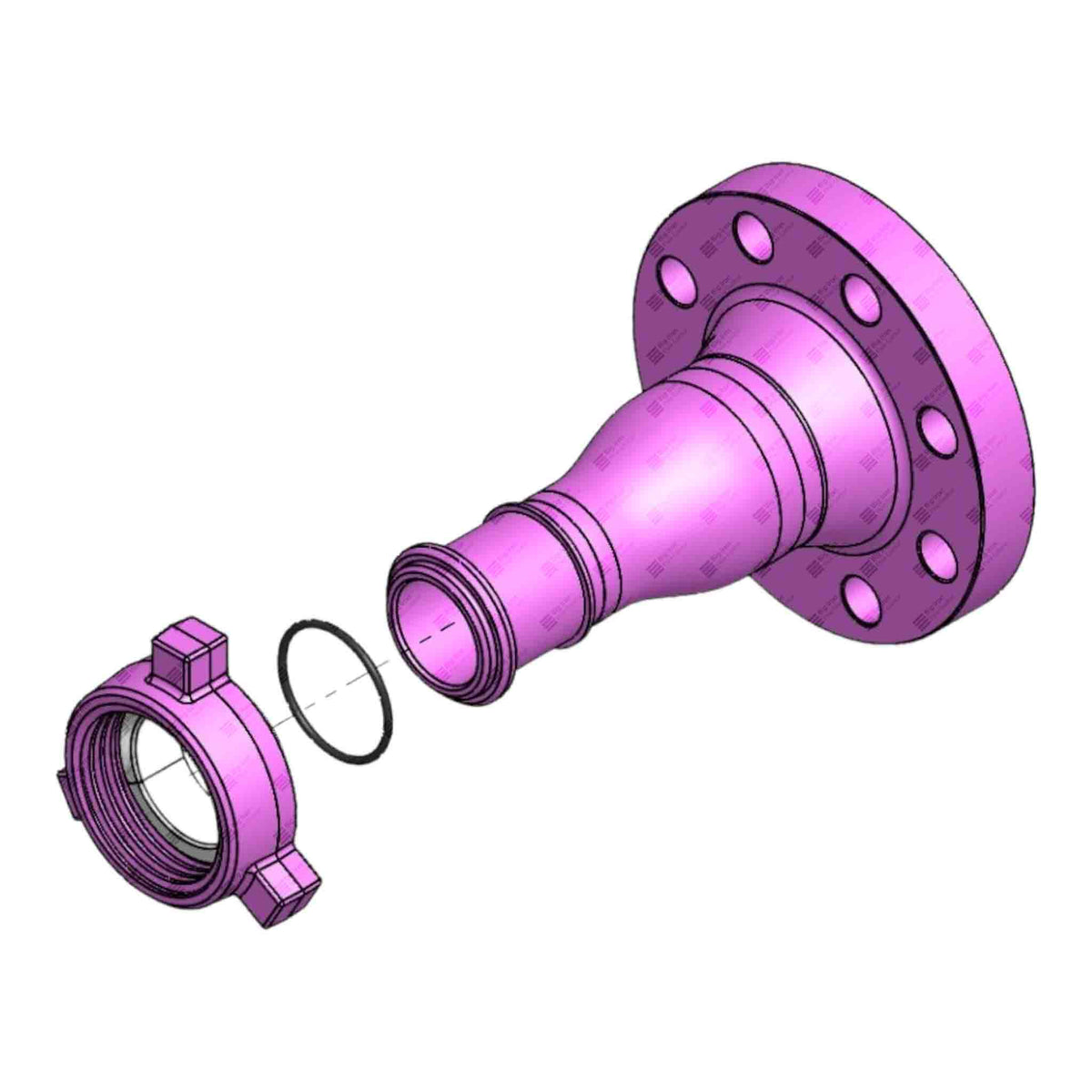 Flange Adapter, 3" 600# RF x 2" 206 M, BW XH DET, 1480 psi, Sour Servi ...